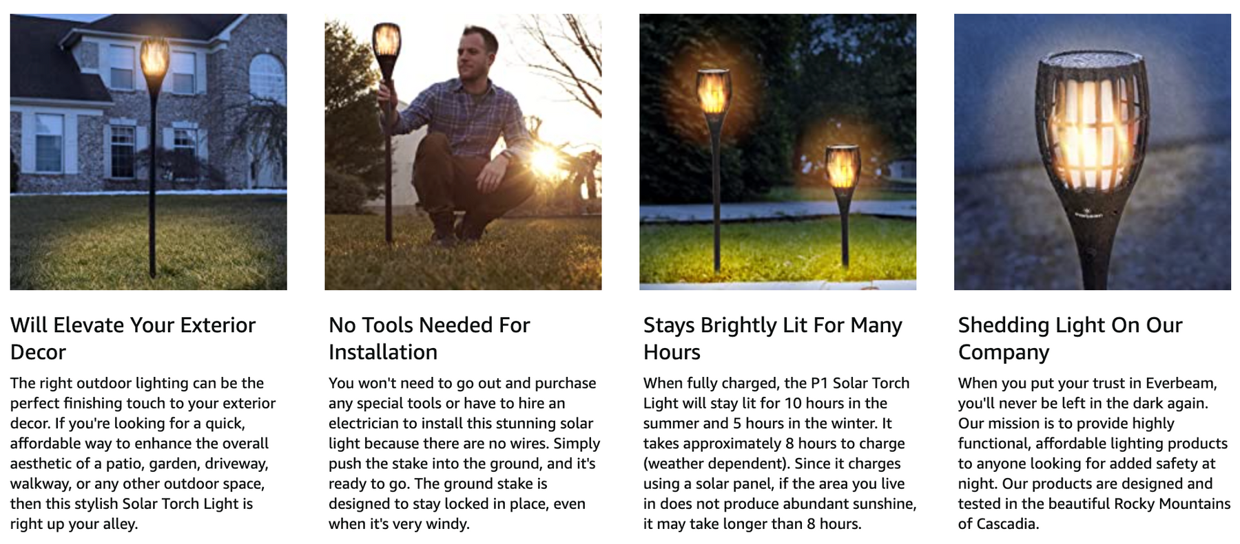 Solar Torch Light With Flickering Flame | Solar Flame Lights - Everbeam